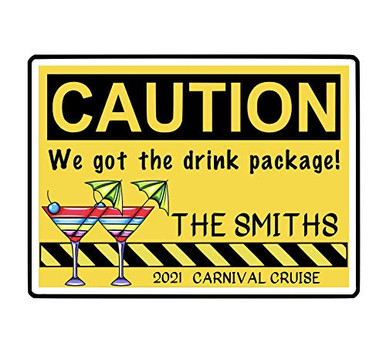 Large Caution Drink Package Sign Magnet for Cruise Door Royal Caribbean ...