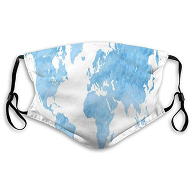 Blue Watercolor Style World Map Artistic Pastel Colored Display of ...
