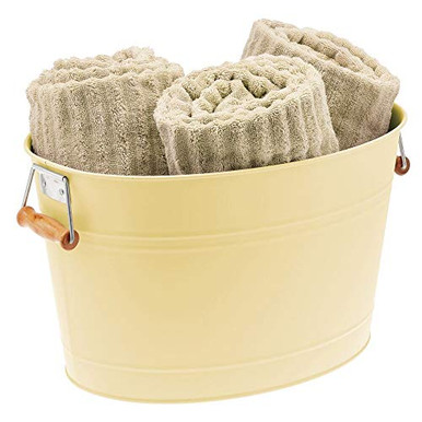 mDesign Metal Bathroom Storage Tub - Portable - Towels Shampoo Lotion ...