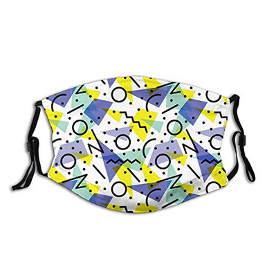 Funny Activated Carbon MaskGeometrical Retro 80s Themed Image with ...