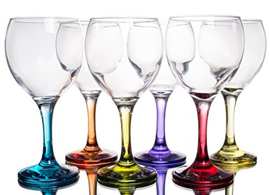 Multi Colored Party Stemmed Wine Glasses Small 8 oz Set of 6 ...