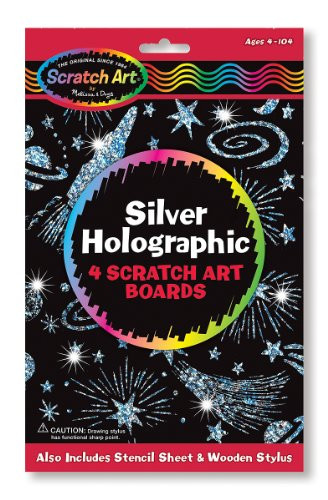 Melissa and Doug Scratch Art Silver Holographic Boards - 4 Boards ...