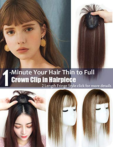 3D Blunt Fringe Topper 35cm One-Piece Clip in Crown Hairpiece for ...