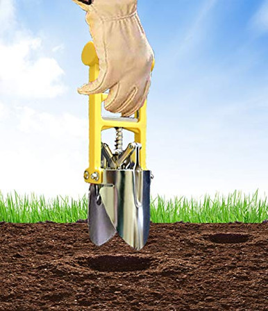 Dirt Snatcher - Yellow Bulb Planter Tool for Planting Bulbs - 3 Finger ...