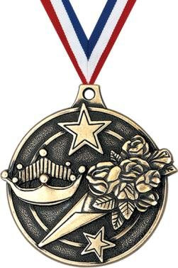 Gold Beauty Pageant Medals - 2" 3D Beauty Queen Award Medal with Neck ...