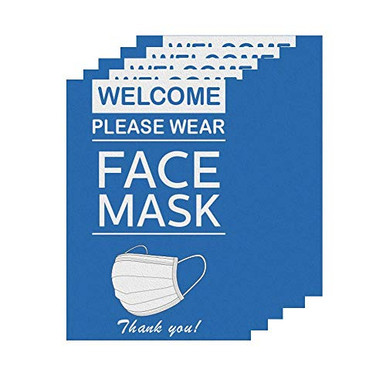 5 Pack Face Mask Required Sign Sticker, 7x10inch Please WEAR FACE MASK ...