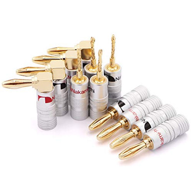 4pcs Braided Wire Speaker Banana Plugs Audio Jack Connector Plus 4pcs L ...