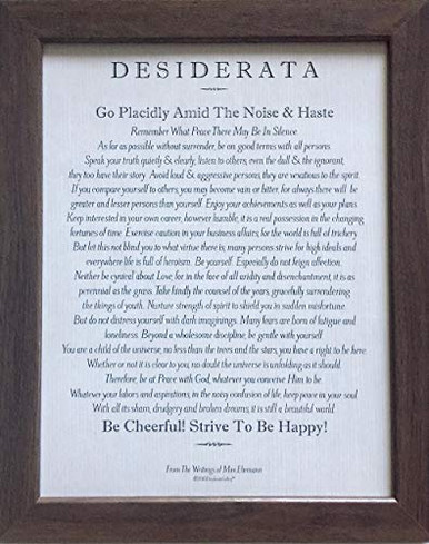 Framed Desiderata Poem by Max Ehrmann 10x12 Linen Papyrus Design ...