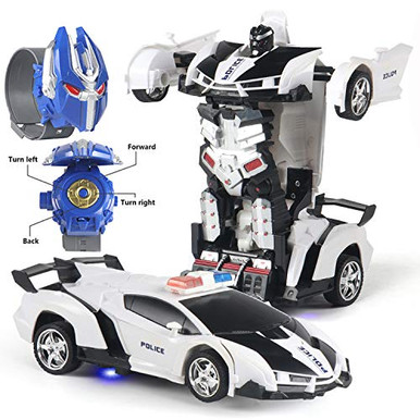 2.4Ghz Remote Control Car Transforming Robot?RC Police Car Robot Toys ...