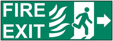 Fire Exit Right Glow-in-Dark Sign with Symbol, 14x5 in. Plastic for ...