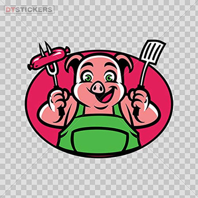 Vinyl Stickers Decal Barbecue BBQ Grill Chef Cook Pig for Helmet ...