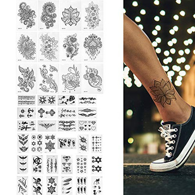 42 Sheet Temporary Tattoo Stickers, Flowers Tattoos for Men and Women ...