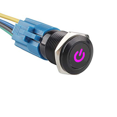 ESUPPORT 16mm 12V 3A Car Purple LED Light Power Metal Push Button ...