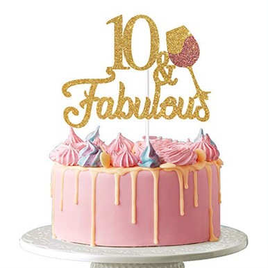 Dalaber Glitter 10 and Fabulous Cake Topper - Happy 10th Birthday ...