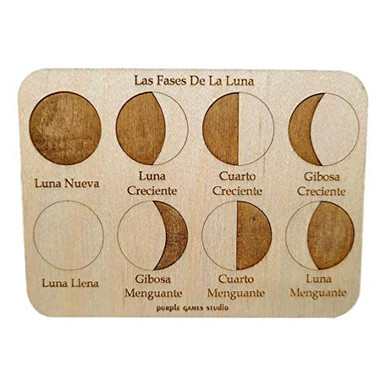 in Spanish - Phases of The Moon Educational Board for Kids - Montessori ...