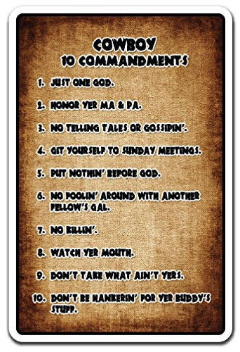 Cowboy 10 Commandments Decal Country Southern Hillbilly Bible - Indoor ...