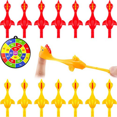 Skylety 10 Pieces Ejection Chicken Toy Slingshot Chicken Rubber Chicken ...