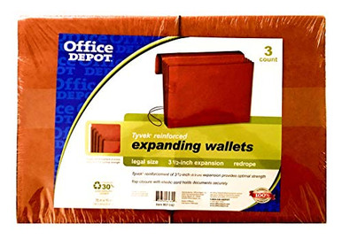 Office Depot Tyvek Expanding Wallet 3 1/2 Inch Expansion Legal Size ...