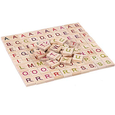 Tovip 200Pcs Wood Scrabble Tiles Letters Alphabet Colour Numbers ...