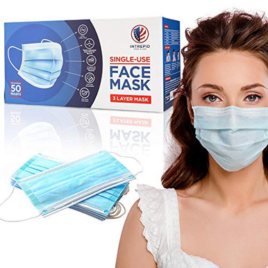 Intrepid USA Made Disposable Face Masks - 3Ply Single Use Face Mask 50 ...