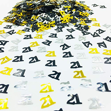 21 Confetti Birthday Anniversary-Metallic Confetti Gold Black and ...