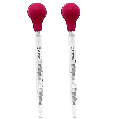 OESS Glass Graduated Dropper Pipettes with Red Rubber Caps 10ml Pk/2 ...