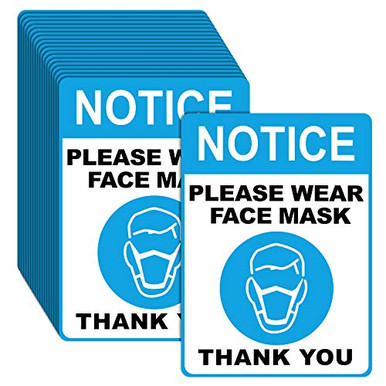 20 Pieces Face Mask Required Social Sign Notice Stickers Please Wear ...