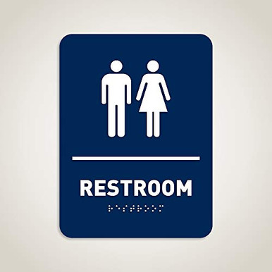 Unisex Restroom Identification Sign - ADA Compliant Bathroom Sign ...
