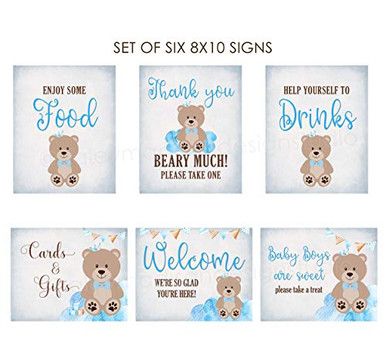 Set of 6 Teddy Bear Baby Shower signs, Bear baby shower decorations ...