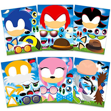Sonic Face Stickers 36Pcs Themed Make a Face Stickers Party Supplies ...