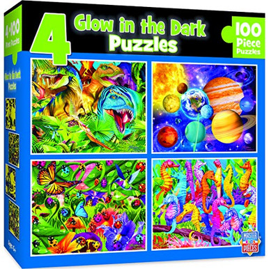 MasterPieces Puzzles Collection - Hidden Image Glow Blue 4-Pack 100 ...