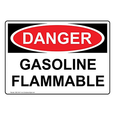 Danger Gasoline Flammable OSHA Safety Label Sticker Decal, 10x7 in ...