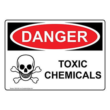 Danger Toxic Chemicals OSHA Safety Label Sticker Decal, 10x7 in. Vinyl ...