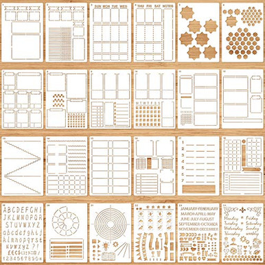 24 Pieces Ultimate Productivity Stencil Set A5 Journal Stencil Plastic ...