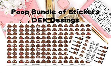 Poop emoji stickers, 225 total stickers kiss cut on gloss sticker paper ...