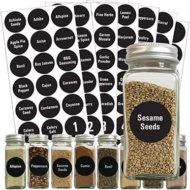 126 Chalkboard Spice Label: 96 Spice Names + 18 Blank Write-On Labels ...