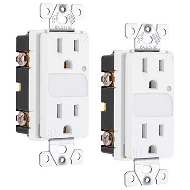 GE UltraPro Grounding Duplex LED Guide 2 Pack, Wall Receptacle, Tamper ...