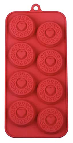 Valentine Round Circle Cursive Heart 8 Cavity Silicone Mold Baking ...