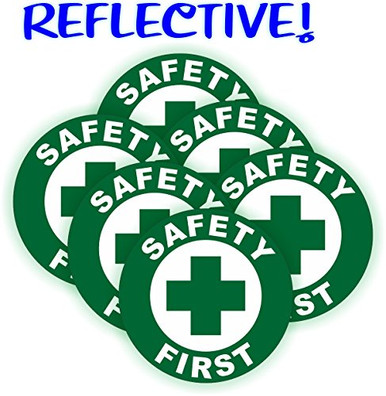 6-pack REFLECTIVE Safety First Hard Hat Stickers - OSHA Helmet Decals ...