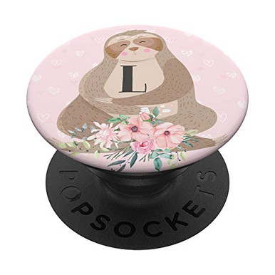 Cute Sloth Gifts Lover Flowers Floral Girls Pink Letter L PopSockets ...