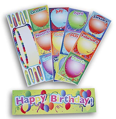 Classroom Birthday Balloons Bulletin Board or Wall Decor Set - 6 Piece ...