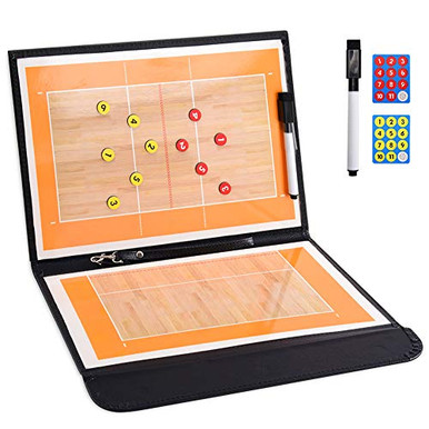 TOBWOLF Magnetic Volleyball Coach Board, Foldable PU Leather Volleyball ...