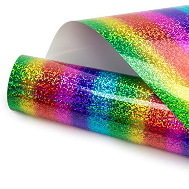 Holographic Heat Transfer Vinyl Rainbow Stripe Multi Heat Press ...
