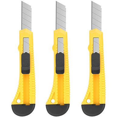 3Pack Utility Knife Retractable Box Cutter (18MM Wide Blade Cutter ...