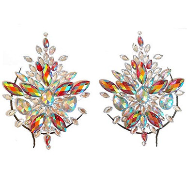 Breast Jewel Sticker Chest Gem Glitter Rhinestone Temporary Tattoo ...