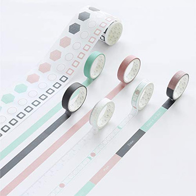 7 Rolls Washi Tapes Decorative Masking Tapes Calendar Stickers for ...