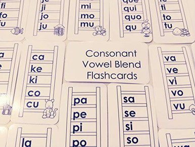 22 Laminated Black and White Consonant Vowel Blend Flashcards ...