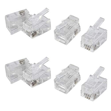 uxcell 8 Pcs 4 Pin RJ10 4P4C Connector Clear for Handset Cable ...