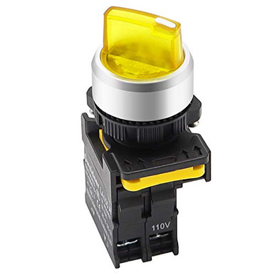 mxuteuk Yellow LED Light Voltage 110V 22mm 1 NO 2 Positions Waterproof ...