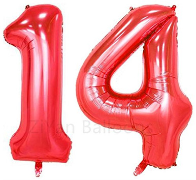 ZiYan 40inch Red Number 14 Balloon Party Festival Decorations Birthday ...